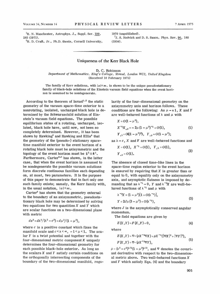 Uniqueness of the Kerr Black Hole Solution | PDF | Naturaleza