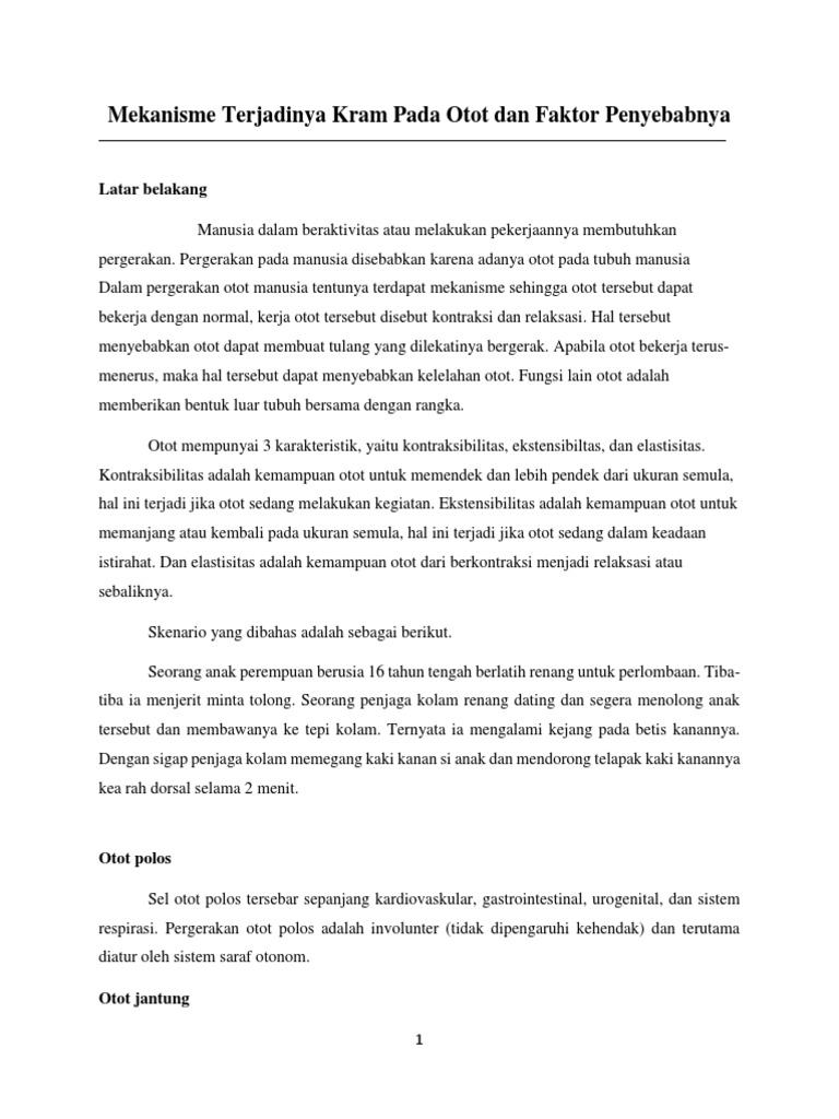 Makalah Mekanisme Terjadinya Kram Pada Otot Dan Faktor Penyebabnya | PDF | Sains & Matematika ...