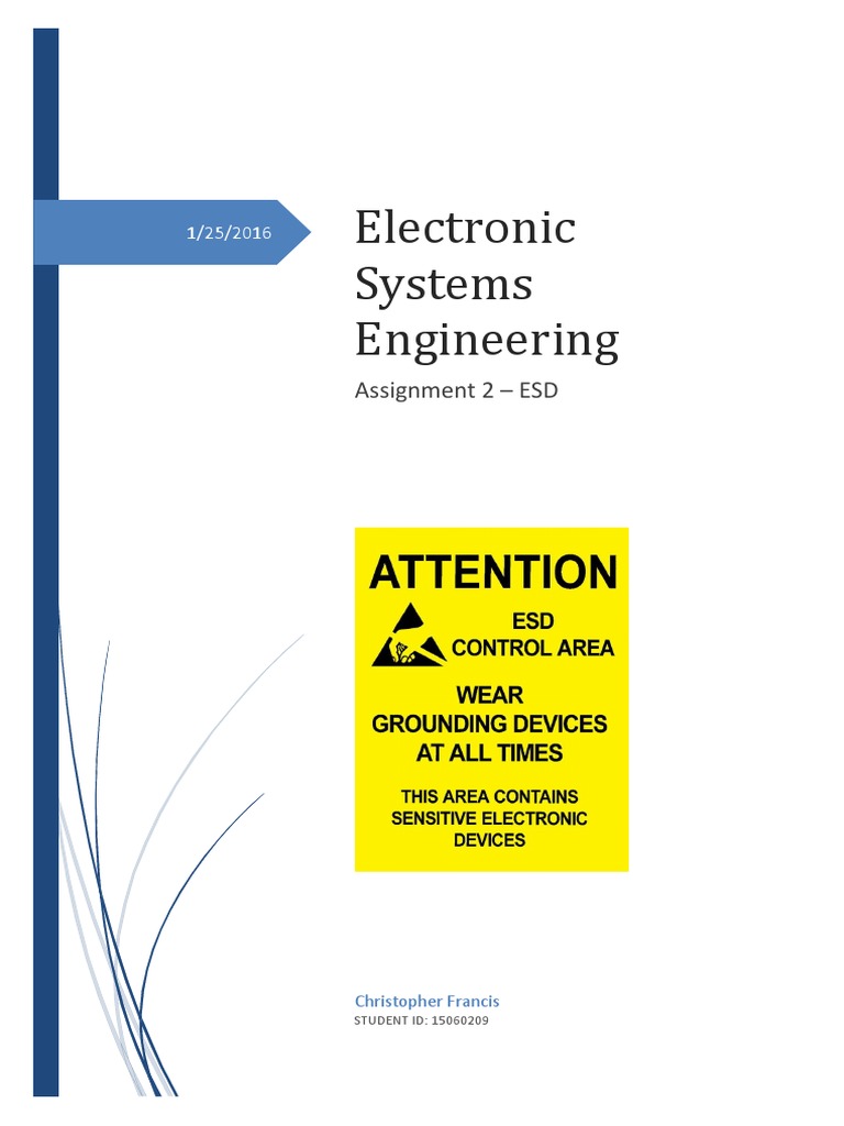 Electronic Systems Engineering: Assignment 2 - ESD | PDF | Electrostatic Discharge | Printed ...