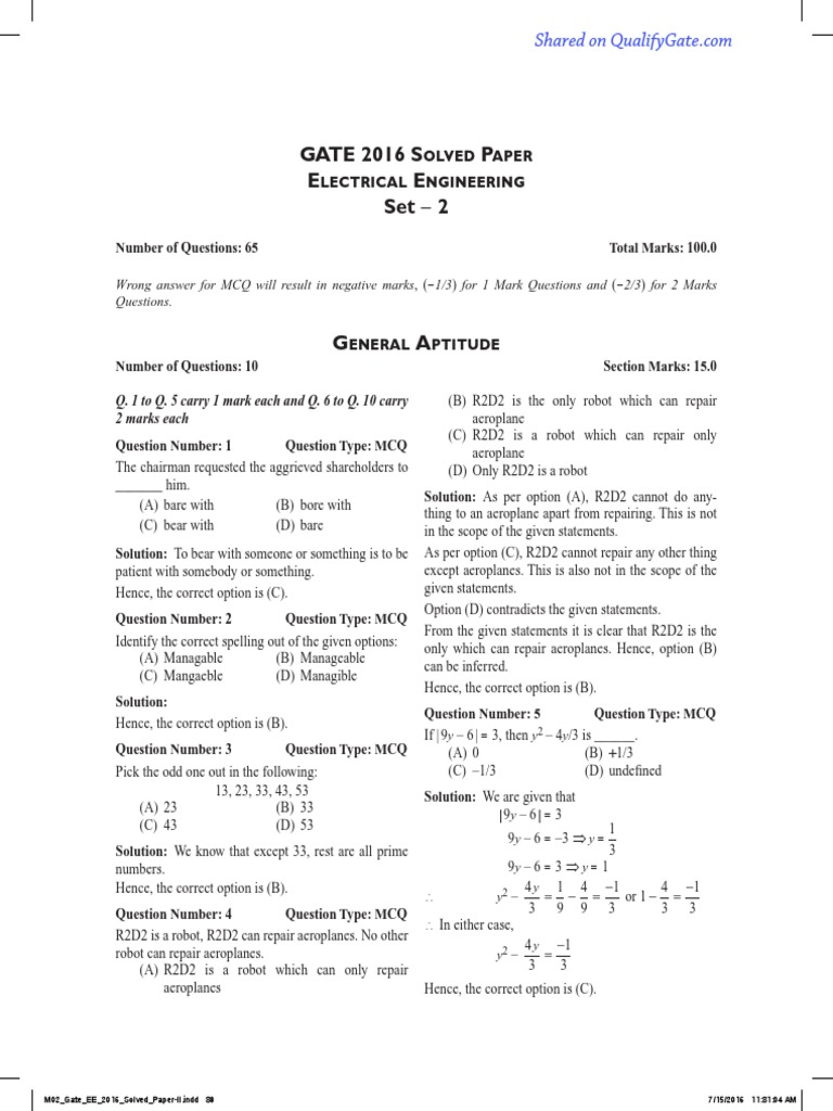 Pearson Gate 2016 Set 2 Ee | PDF | Capacitor | Electrical Impedance