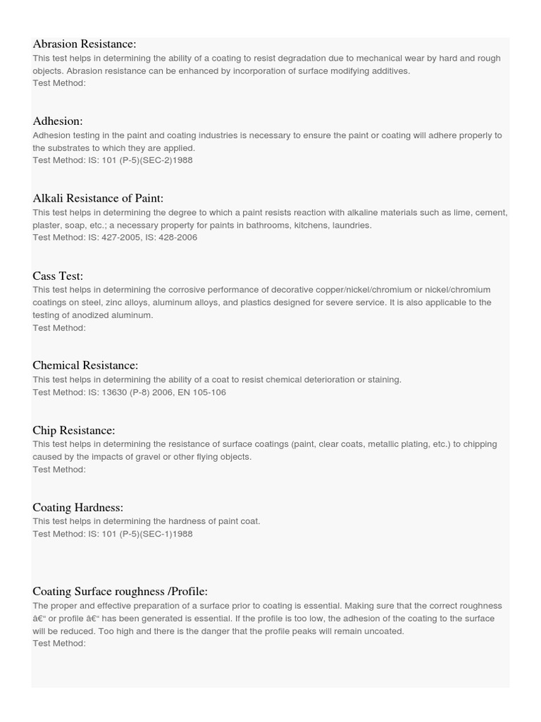 Test of Paint Properties | Paint | Wear