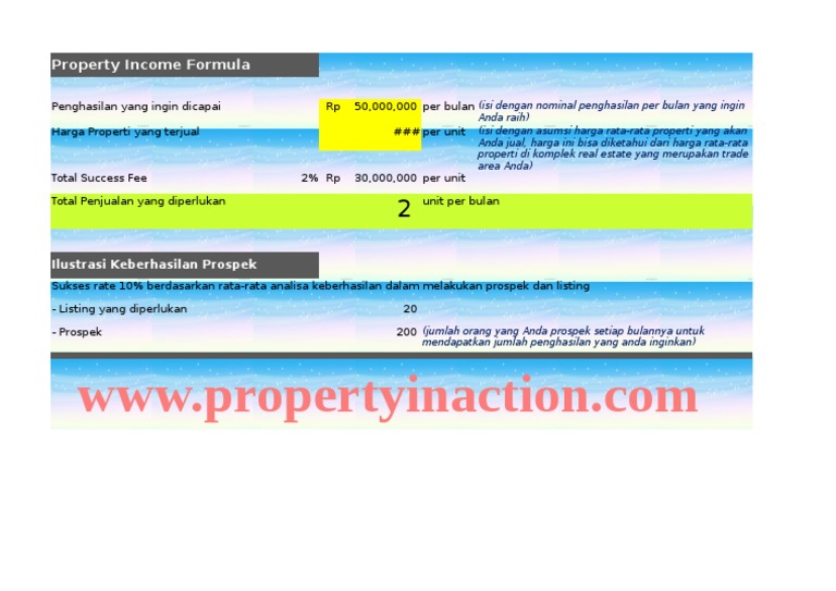 Property Income Formula: Ilustrasi Keberhasilan Prospek | PDF ...