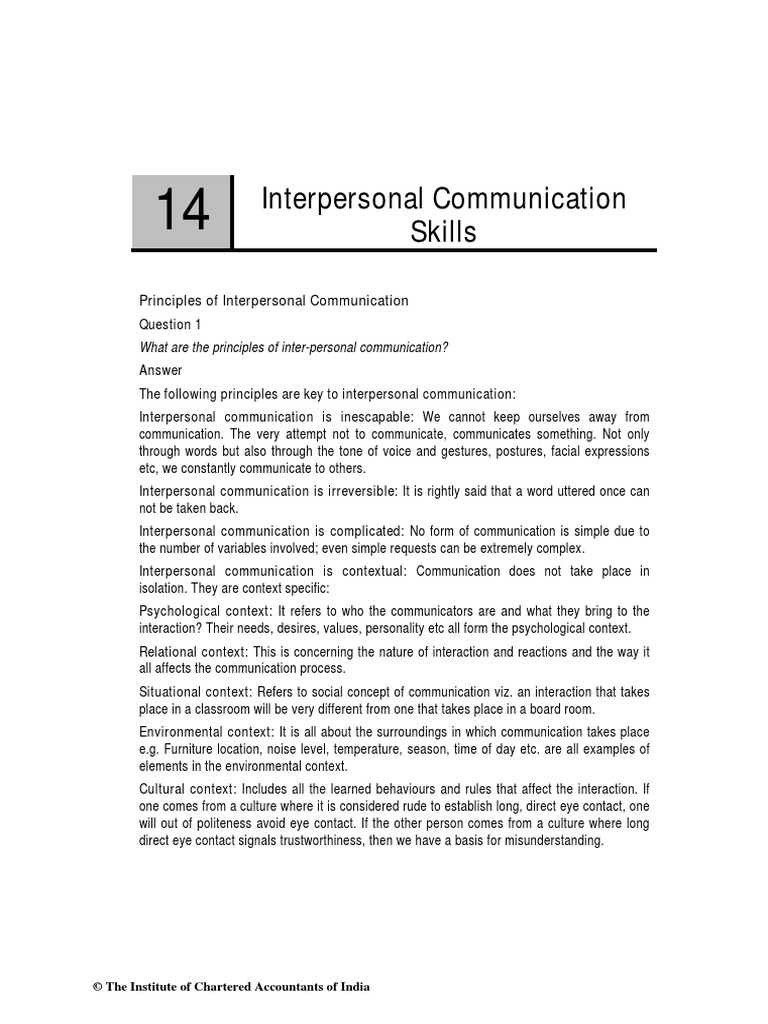 Interpersonal Communication Skills | PDF | Interpersonal Communication ...