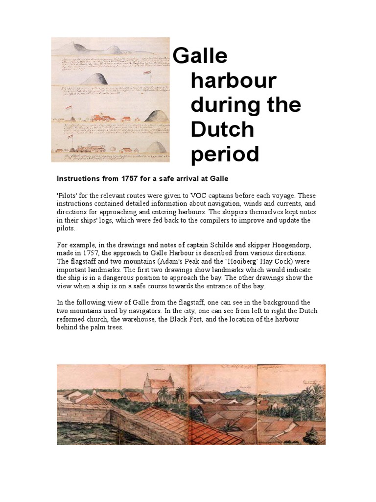 Galle Harbour During The Dutch Period | PDF | Sea Captain | Ships