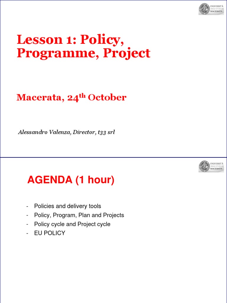 Lesson 1 - Policy Program Project | PDF | Policy | Project Management