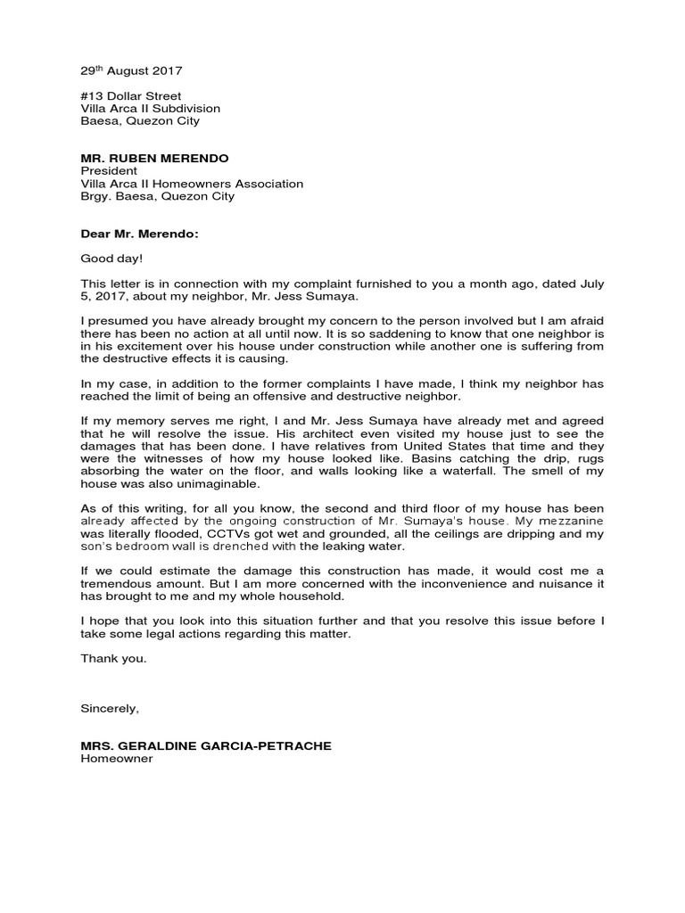 Complaint LETTER | PDF