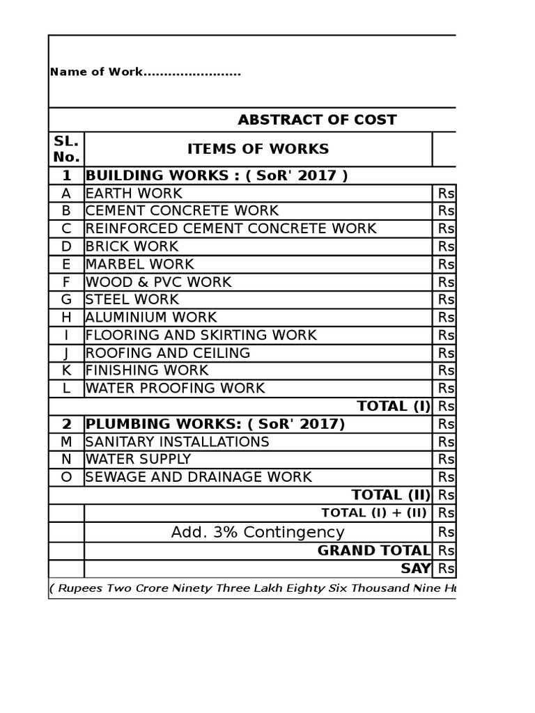 Building Estimate... PWD Model | PDF | Door | Concrete
