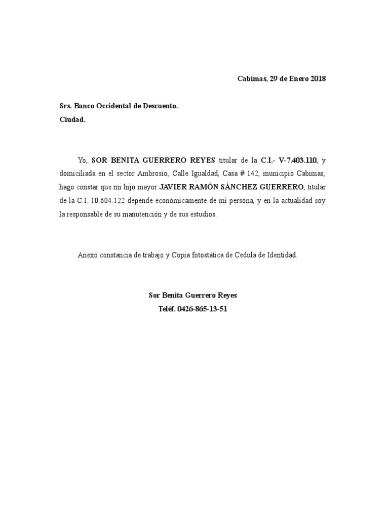 Constancia de Manutención Infantil | PDF
