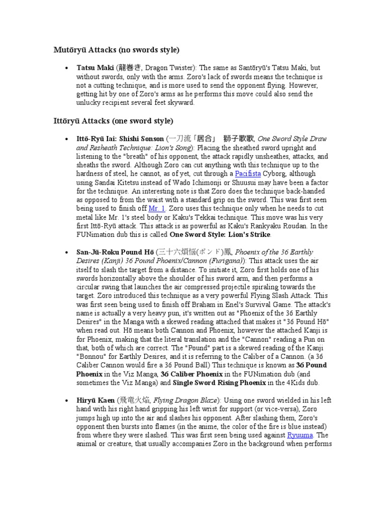 Zoro Techniques Names Sandai Kitetsu | One Piece Wiki | Fandom