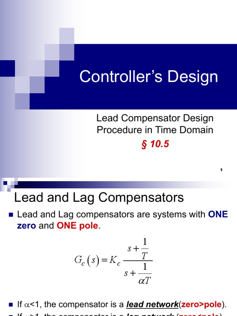 Lead Compensator Time Domain Pdf Control Theory Systems Theory