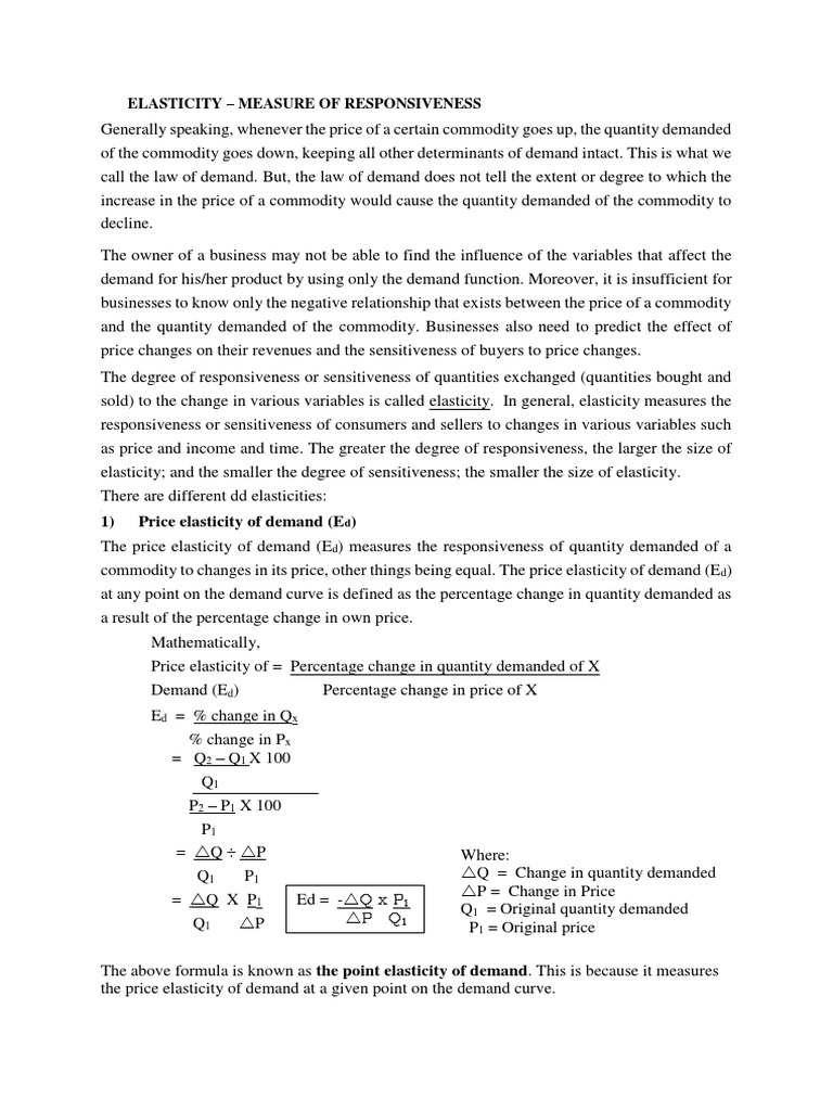 Elasticity - Measure of Responsiveness | PDF | Demand | Price ...