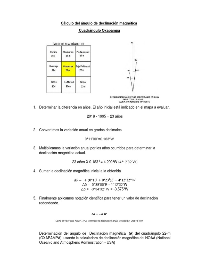 Cálculo Del Ángulo de Declinación Magnética | PDF | Enseñanza de matemática