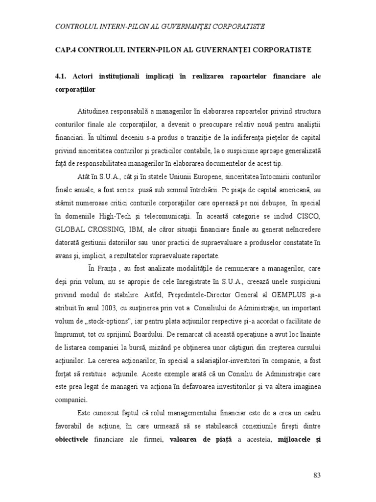Controlul Intern-Pilon Al Guvernanţei Corporatiste | PDF | Finance & Money Management