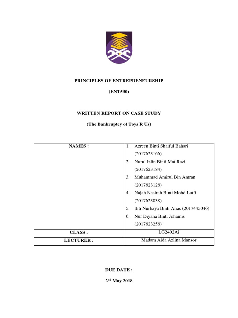 Case Study (ENT530) | PDF | Chapter 11 | Bankruptcy