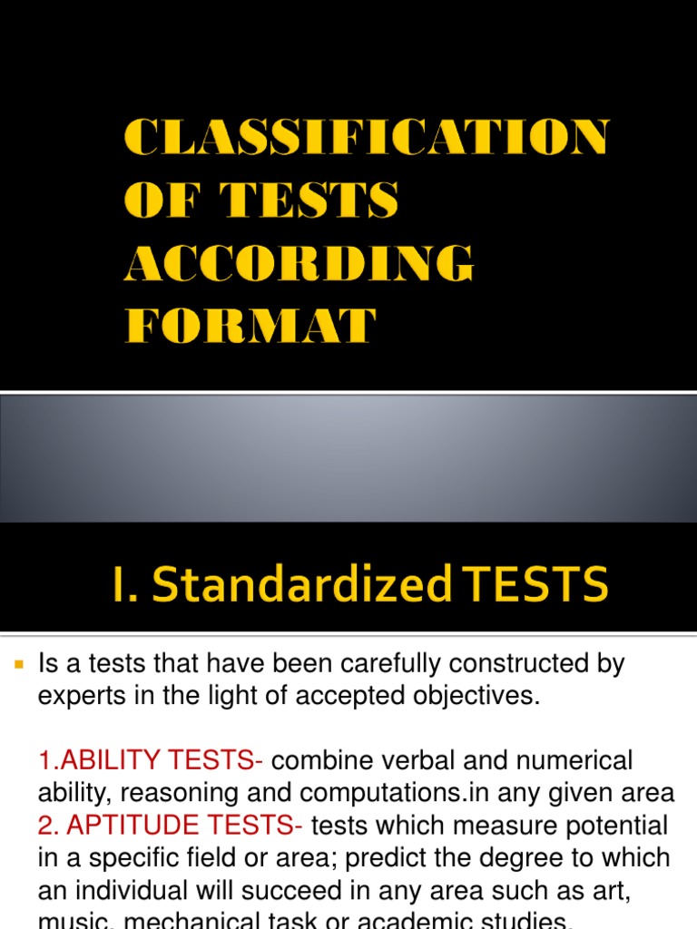 Classification of Tests According Format 2 | PDF | Test (Assessment ...