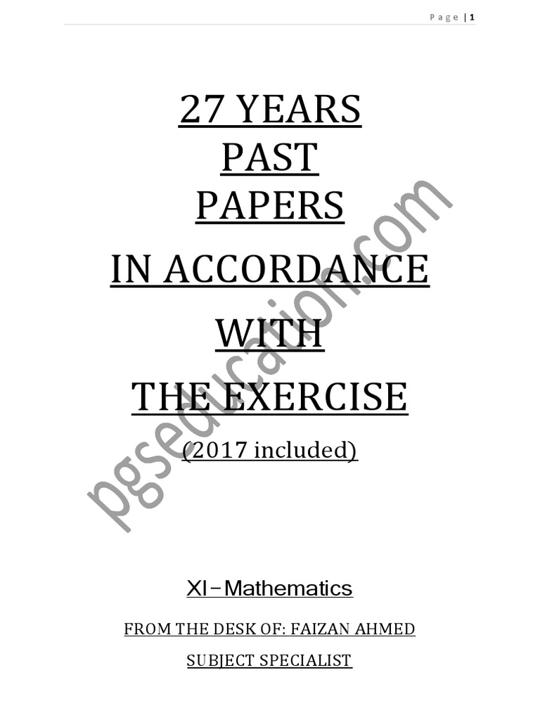XI Maths Past Peper 24years | PDF | Integer | Complex Number