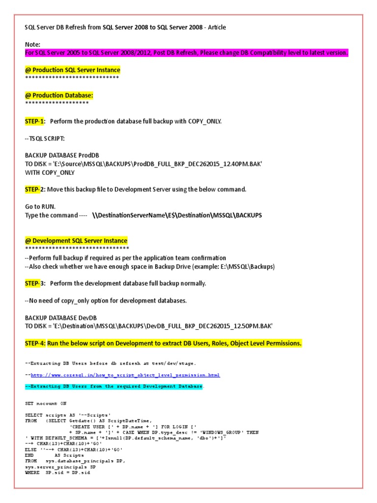 Migrating Production Database to Development: A Step-by-Step Guide for Refreshing SQL Server ...