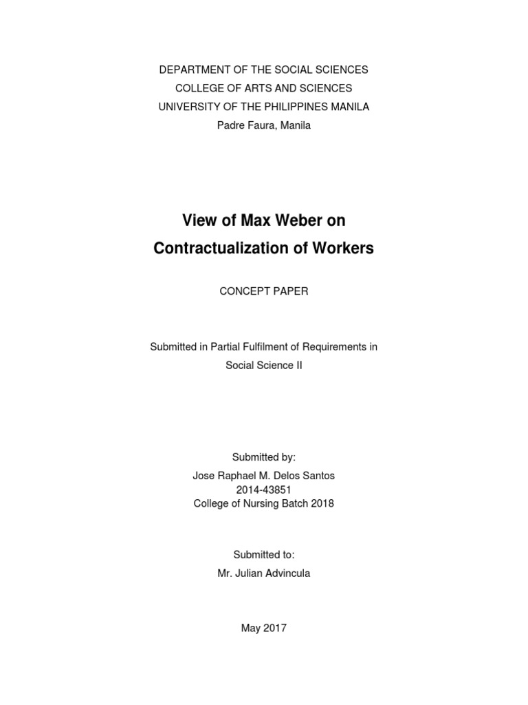 Max Weber On Contractualization of Workers | Download Free PDF | Social ...