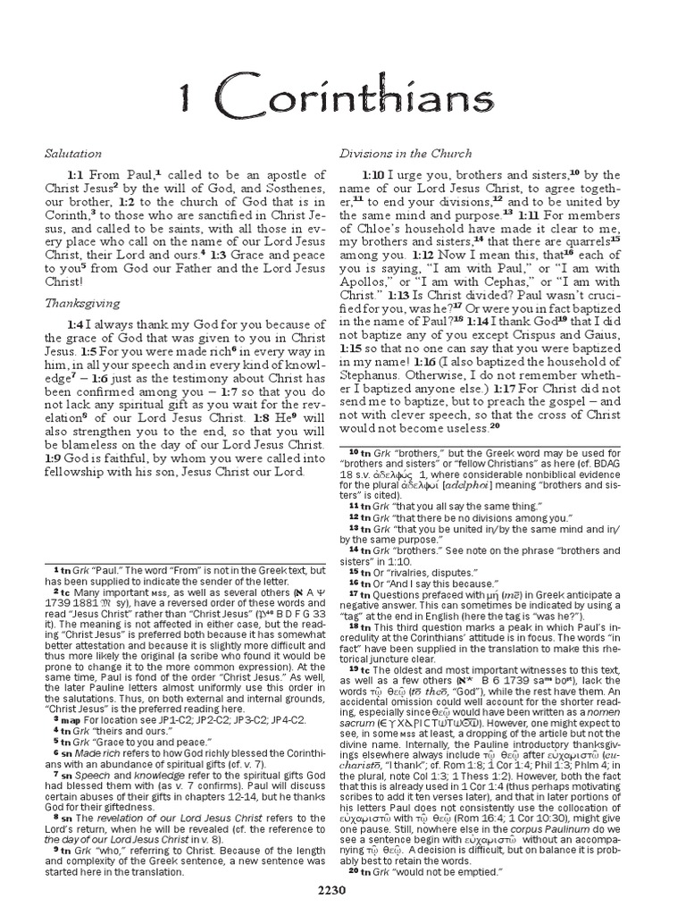 The Divisions in the Church of Corinth and Paul's Message of Wisdom ...