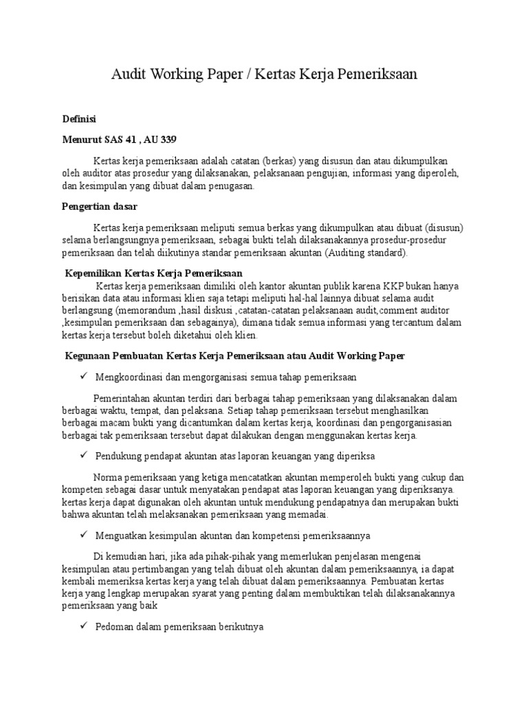 Audit Working Papers Guide | PDF