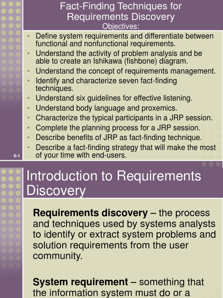 Facts Finding Techniques For Requirements Discovery. | PDF | Interview ...