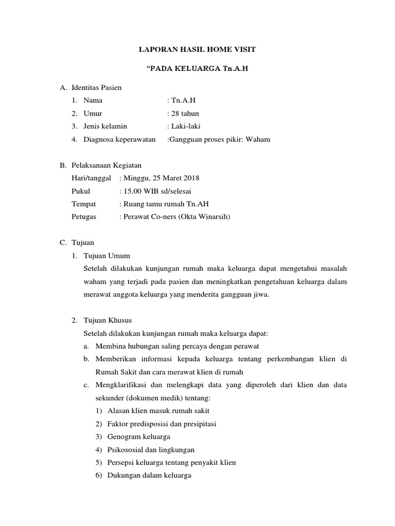 Laporan Hasil Home Visit | PDF