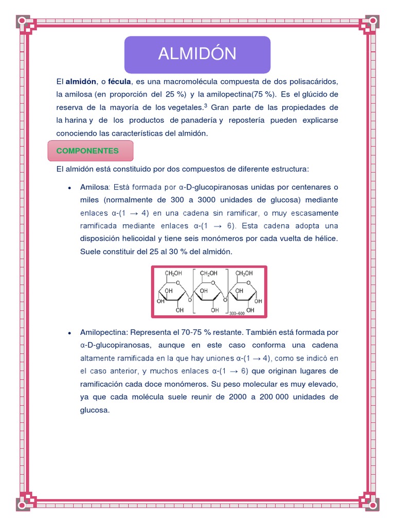 ALMIDÓN.docx | PDF | Almidón | Química