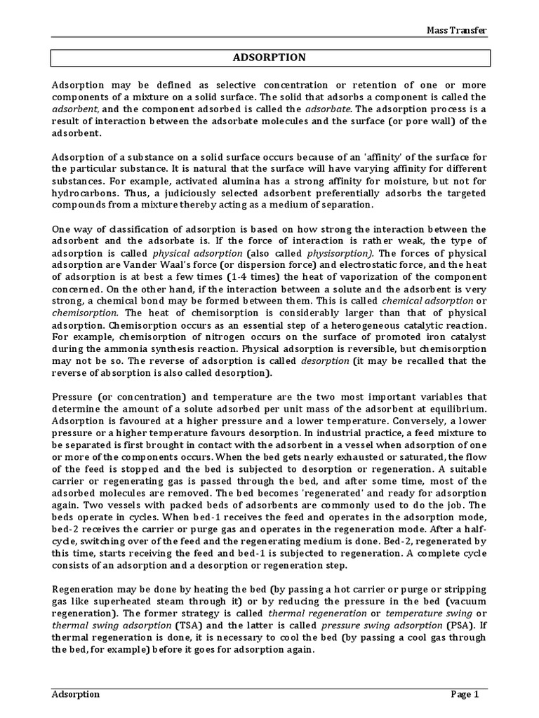 Adsorption | PDF | Adsorption | Phases Of Matter