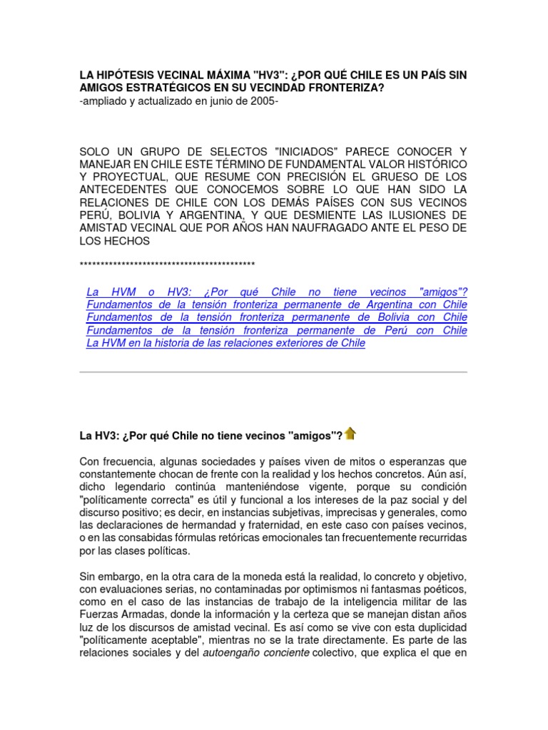 La Hipótesis Vecinal Máxima (HV3): Un análisis de las tensiones ...
