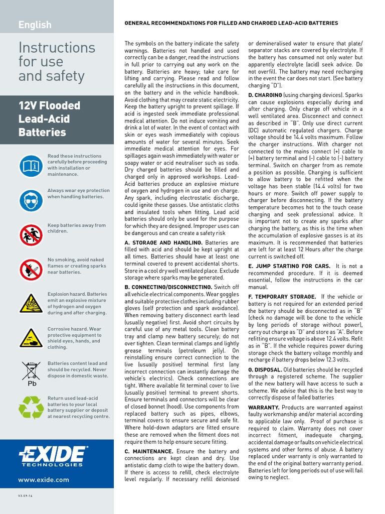 Exide (Flooded) User Manual | PDF | Electromagnetism | Electricity