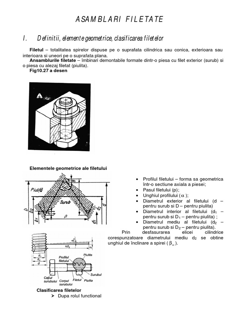 Asamblari Filetate PDF | PDF