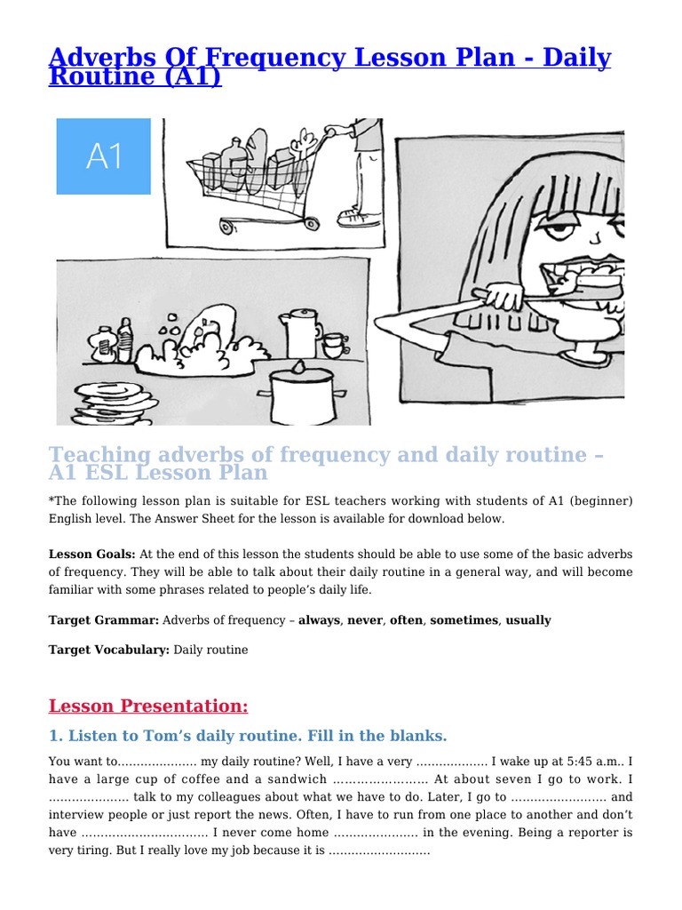 A1 Adverbs of Frequency Lesson Plan | PDF | Lesson Plan