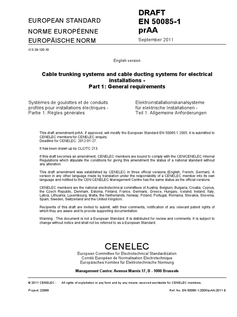 En 50085-1 | PDF | Engineering Tolerance | Electricity