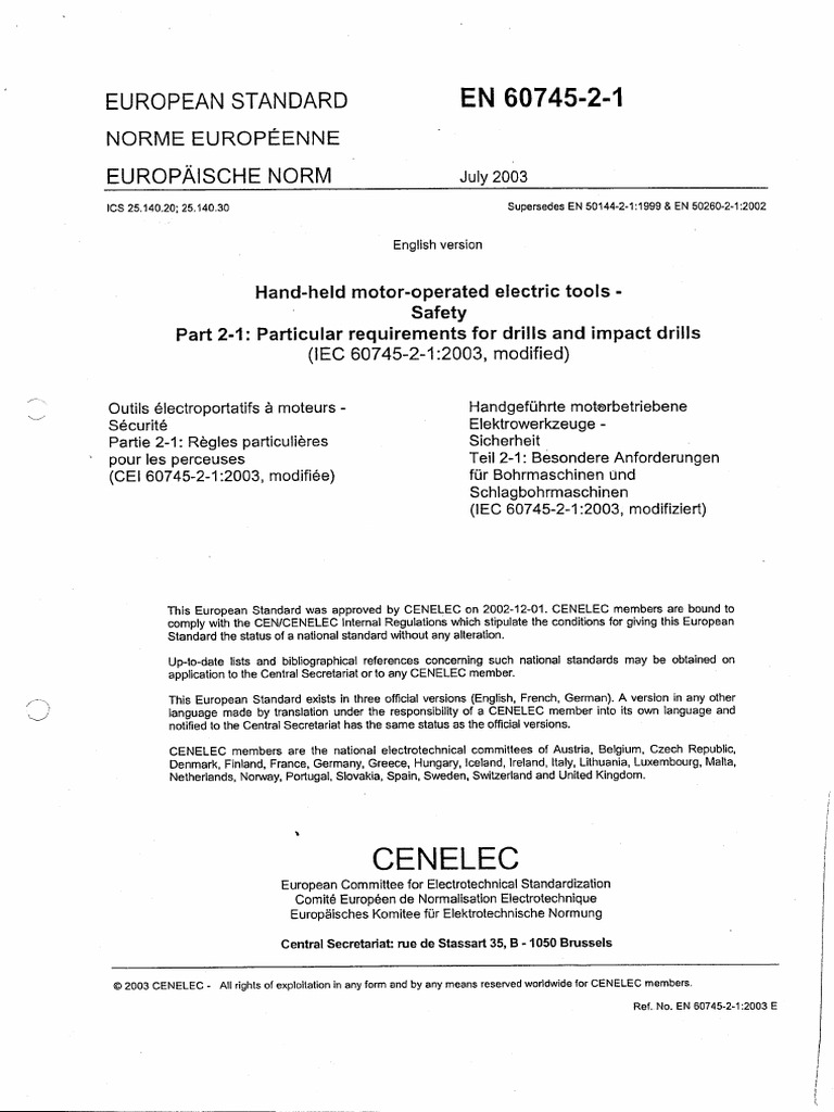 En 60745-2-1 | PDF