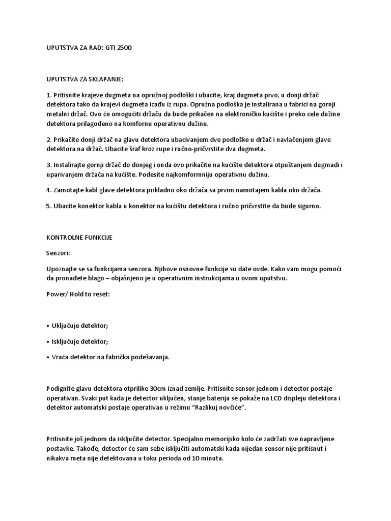 Uputstva Za Rad | PDF