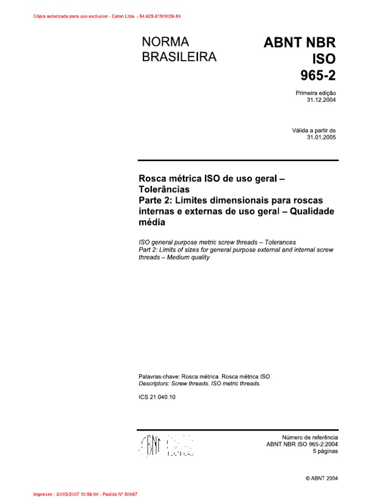 Abnt-Nbr-Iso 965-2 | PDF