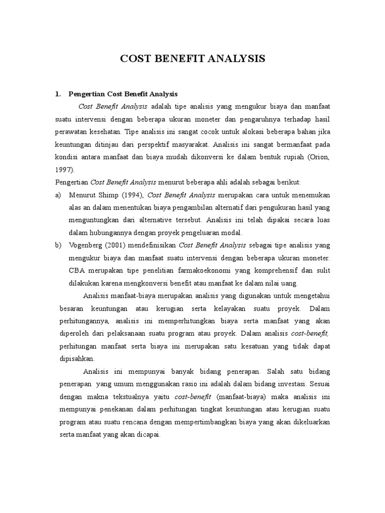 Cost Benefit Analysis Overview | PDF | Career & Growth | Finance ...