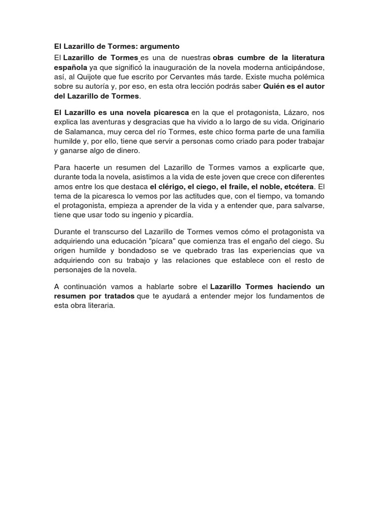 El Lazarillo de Tormes | PDF | Novelas