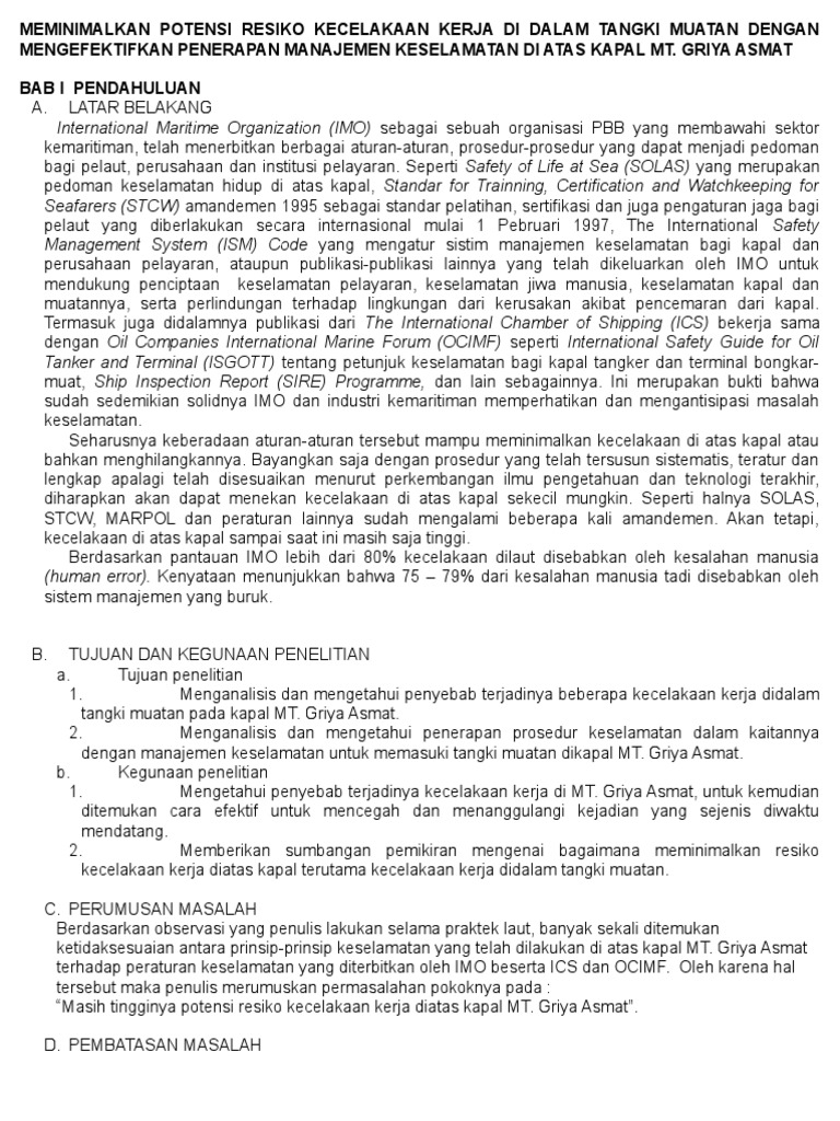 Minimizing the Potential Risk of Occupational Accidents in Cargo Tanks ...
