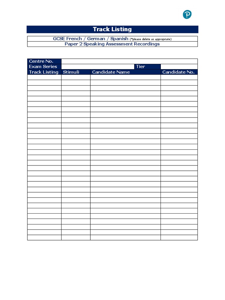 GCSE Speaking Assessment Track Listing | PDF