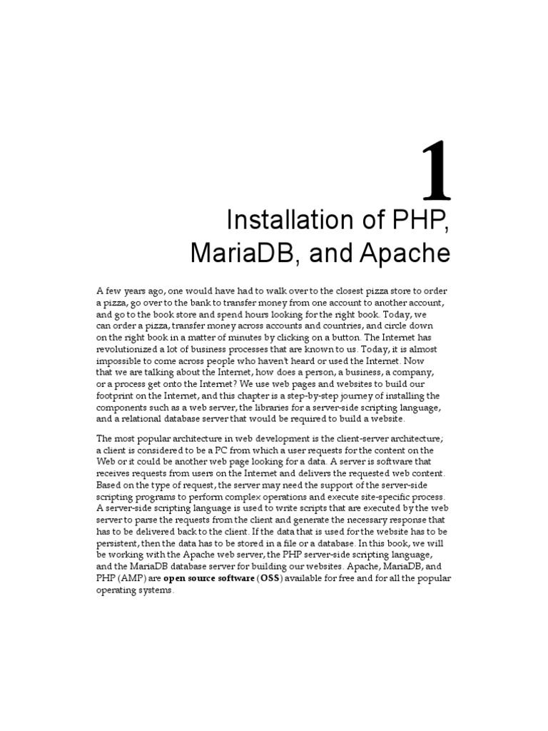 Installation of PHP MariaDB and Apache - (Bonus Chapter 1) | PDF | Web ...