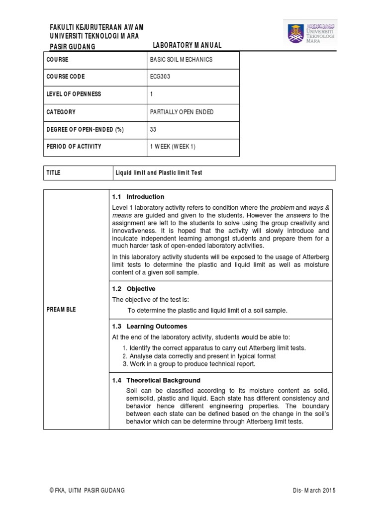Lab 2 - Atterberg Limit | Nature | Materials