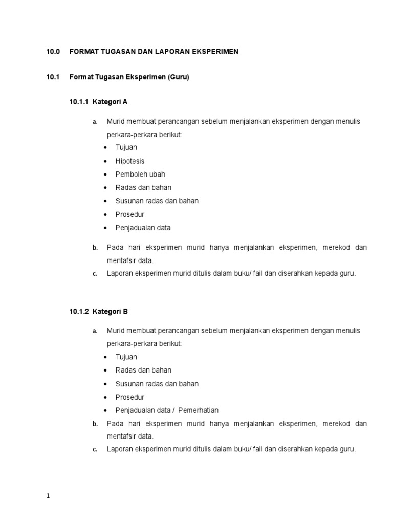 10.0 Format Tugasan Dan Laporan Eksperimen | PDF