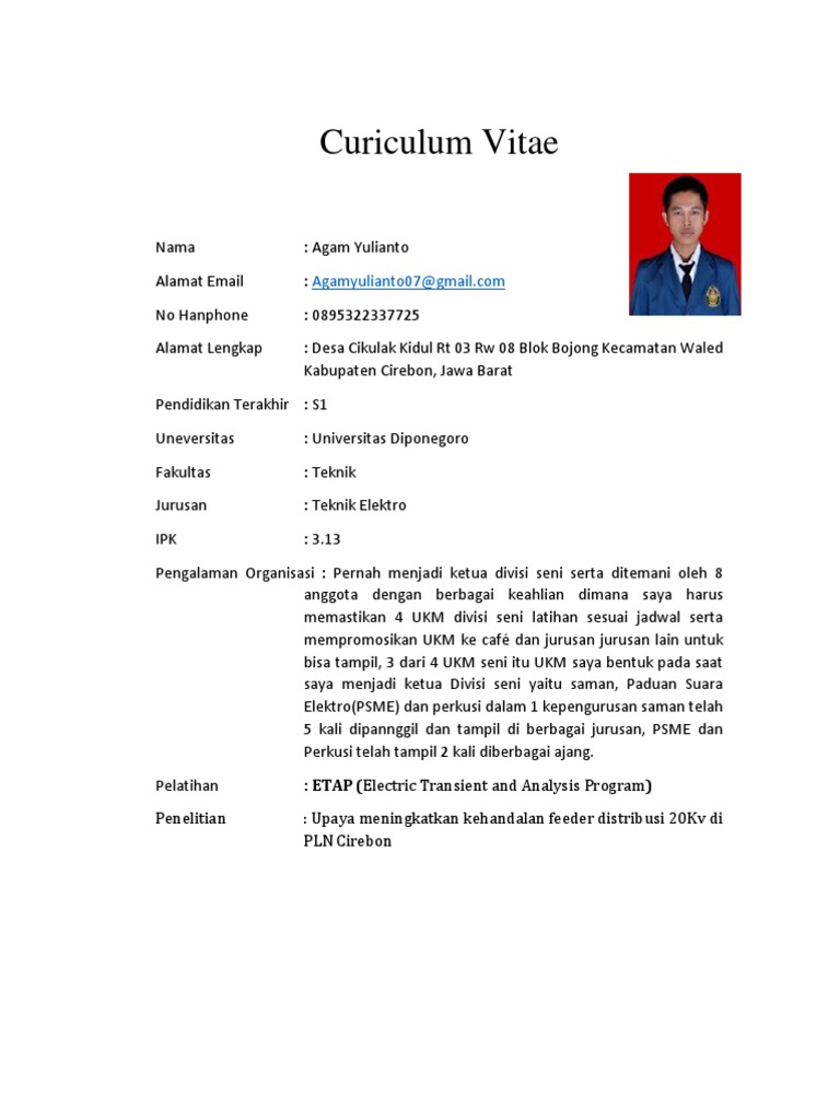 CV Agam Yulianto XLFL | PDF