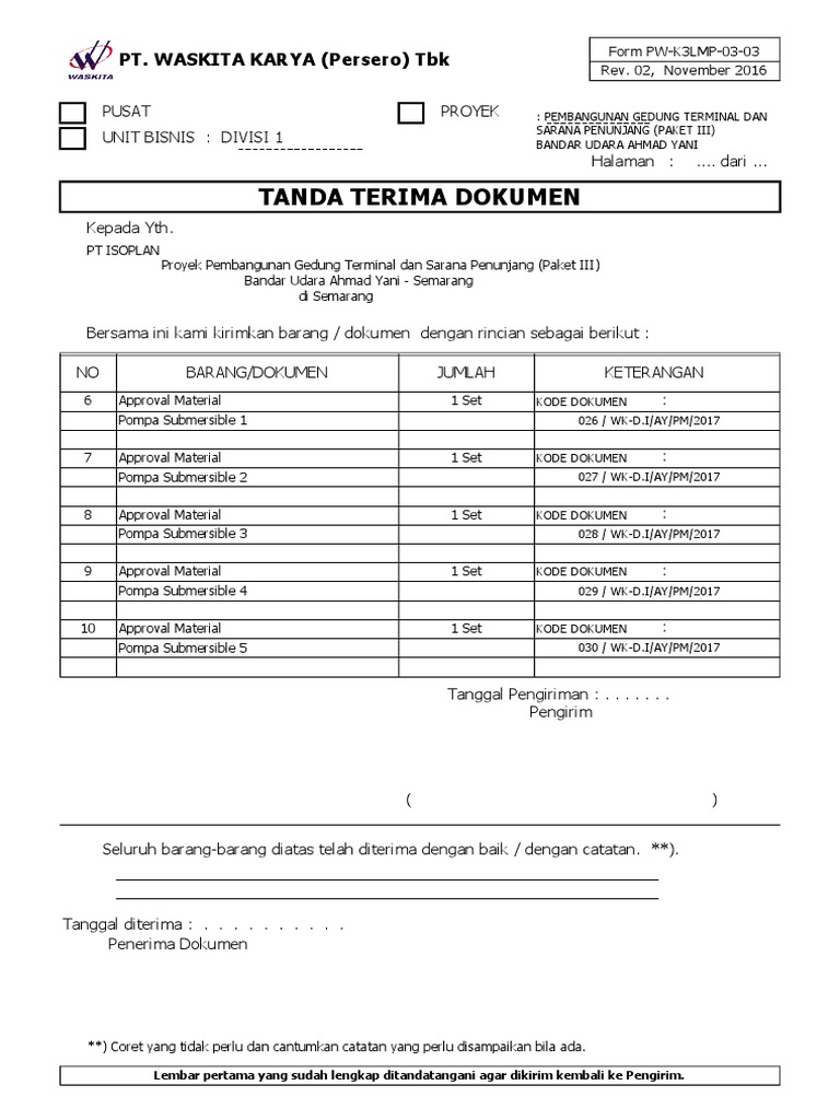 Form Tanda Terima New | PDF