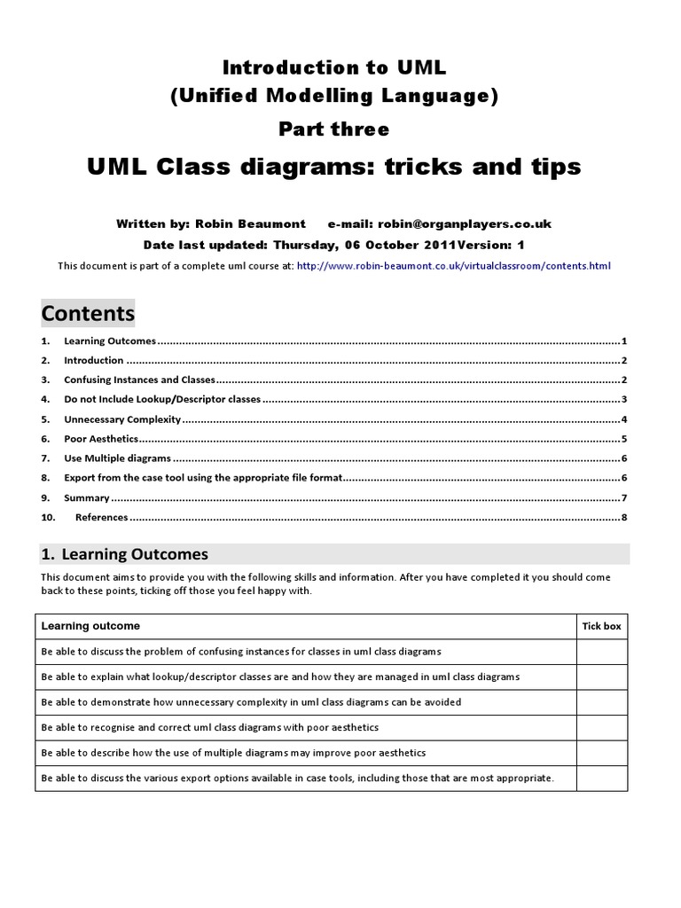 Introduction To UML-Class Diagrams-Beaumont PDF | PDF | Unified ...