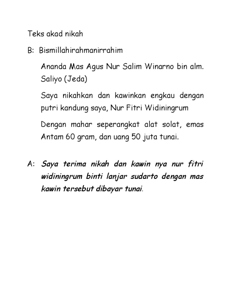 Teks Akad Nikah | PDF