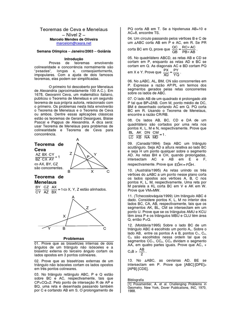 Menel Ceva | PDF | Triângulo | Geometria Euclidiana