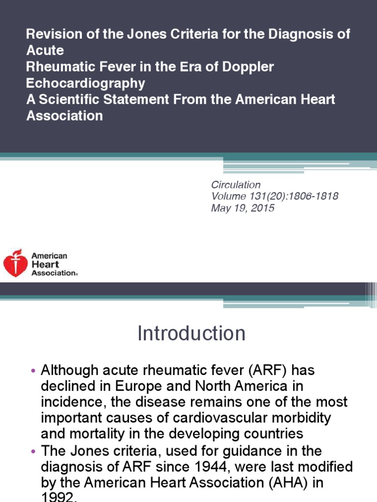 Revised Jones Criteria Jurding | PDF | Echocardiography | Streptococcus