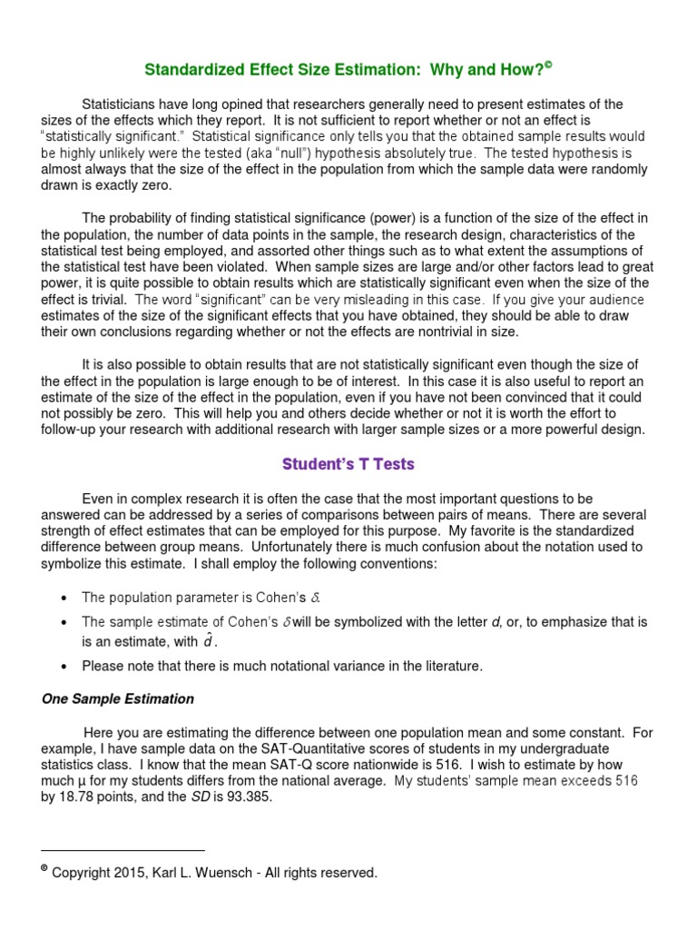 Effect Size Estimation | PDF | Effect Size | Confidence Interval